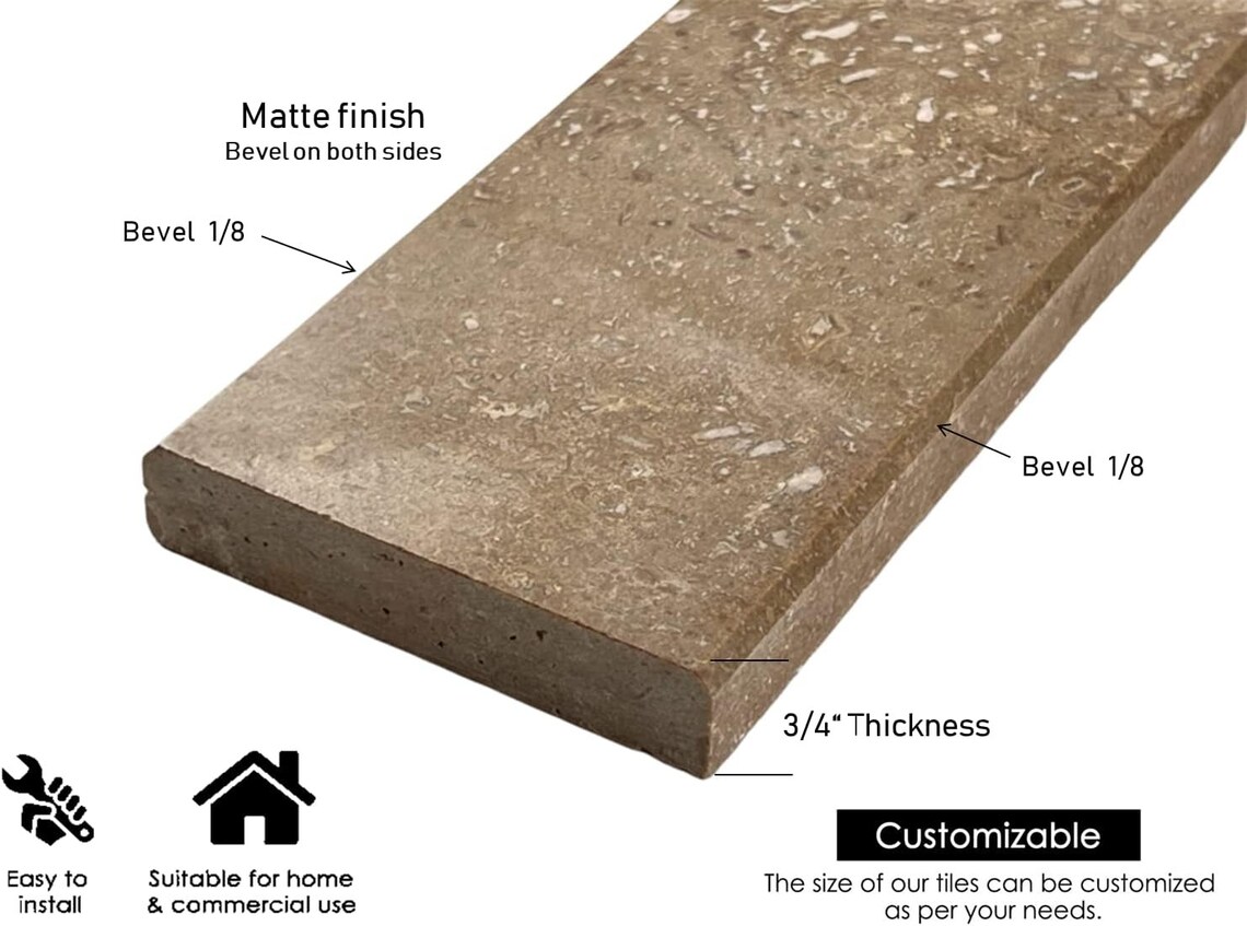 Dark Brown Noce Travertine Threshold Stone (marble Saddle) (6'' X 36 ...