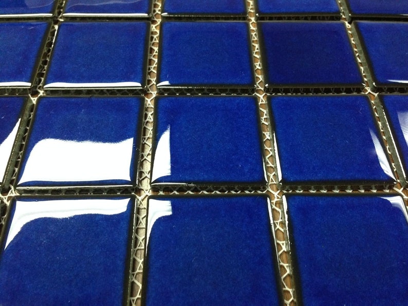 Tenedos Premium Quality Cobalt Blue Porcelain Square Mosaic Floor Wall ...