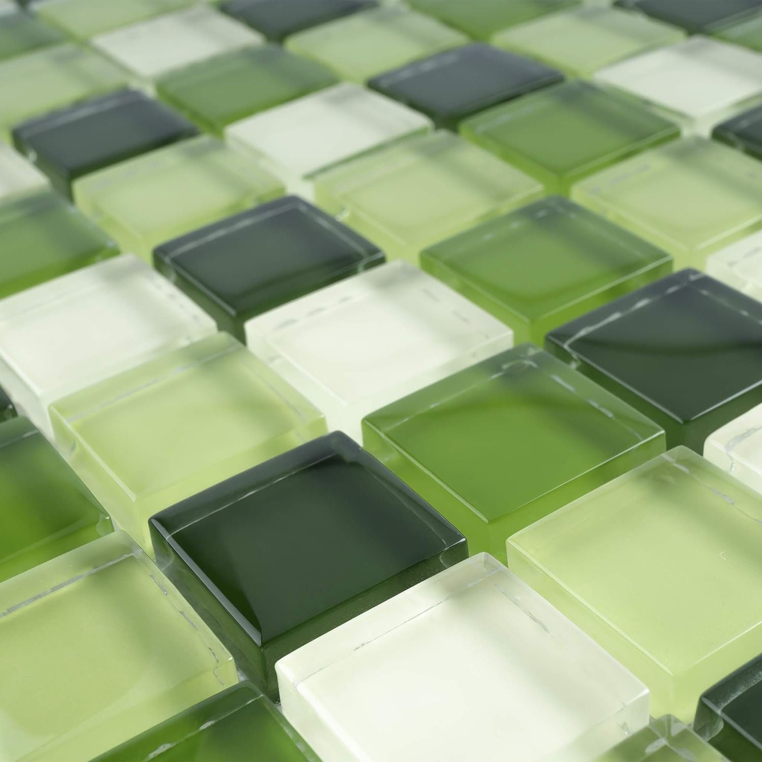 TGEMG-06 1x1 Square Green Glass Mosaic Tile Sheet-kitchen and Bath ...