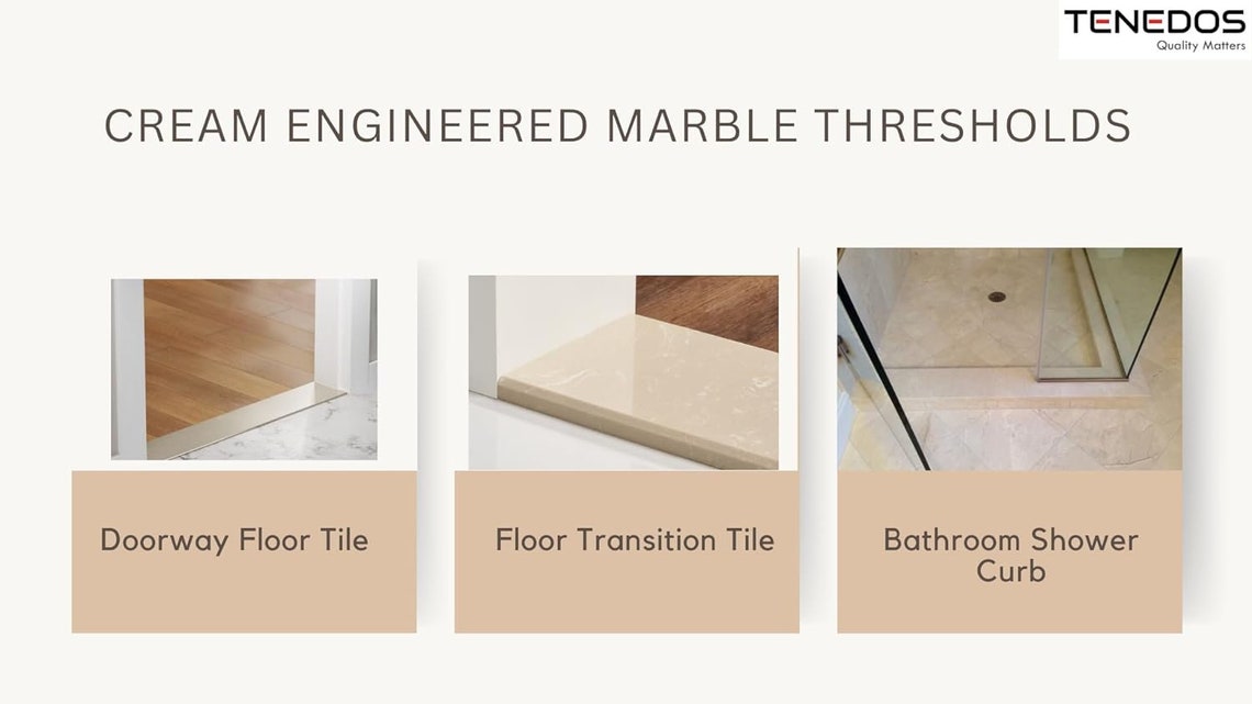 Threshold Shower Curb Custom Cut Size Crema Beige Engineered Marble ...