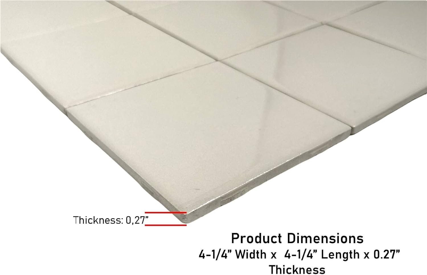 4 in Ceramic Tile 4.25 Inch Gloss (shinny) 4 1/4" Box of 10 Piece for ...