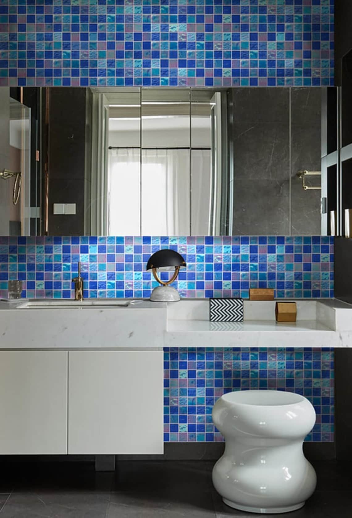 Periwinkle Blue Purple 2x2 Square Glass Glitter Iridescent Mosaic Wall ...
