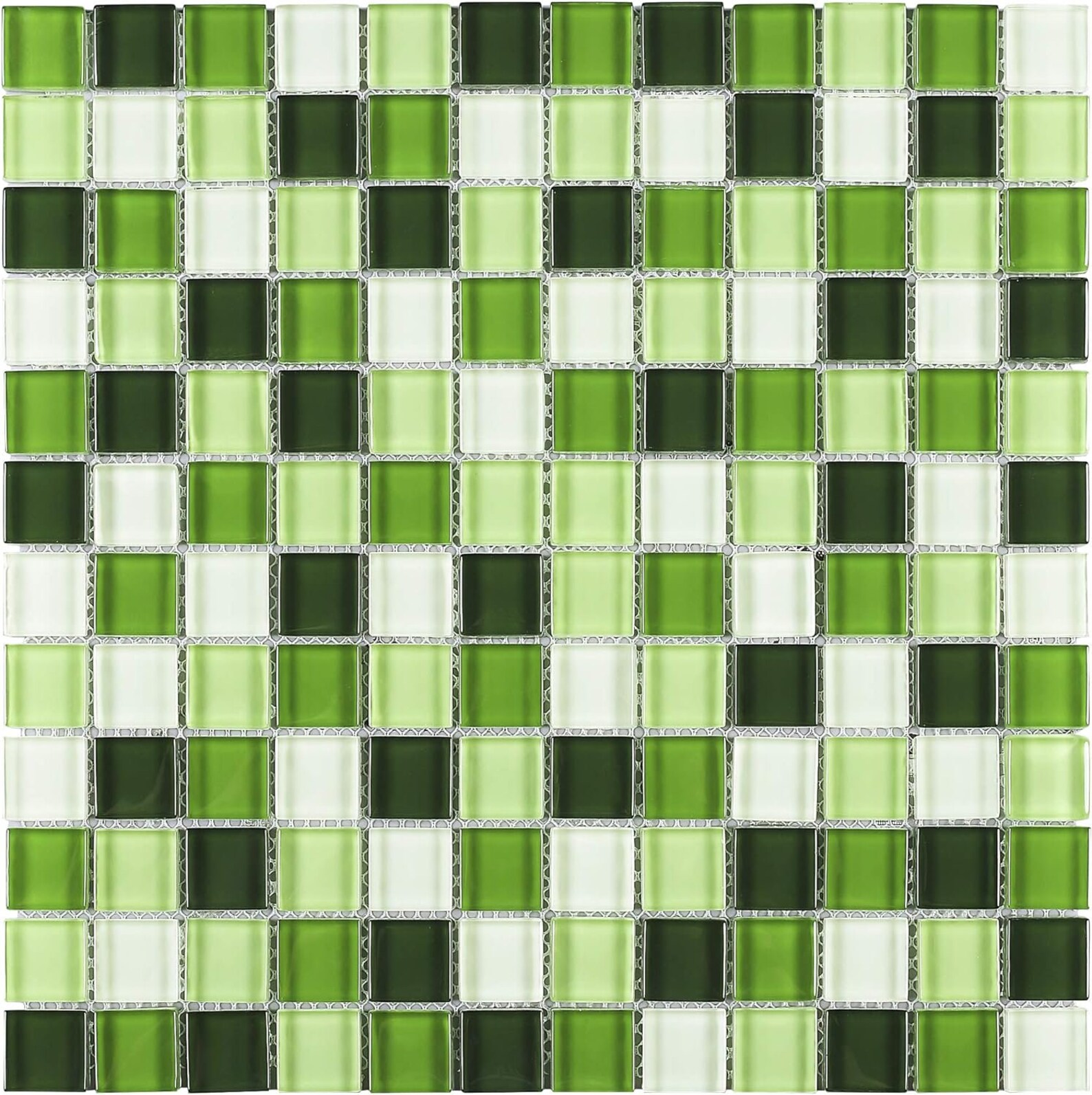 TGEMG-06 1x1 Square Green Glass Mosaic Tile Sheet-kitchen and Bath ...