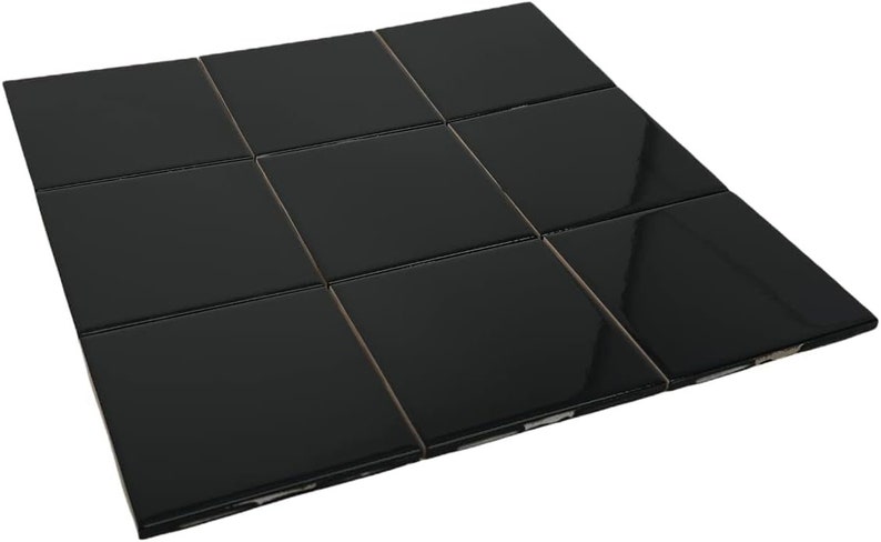 Black Gloss Ceramic Tile, 4.25" Square, Box of 10 - Etsy
