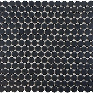Matte Black Penny Round Porcelain Mosaic Floor Wall Tile - Etsy