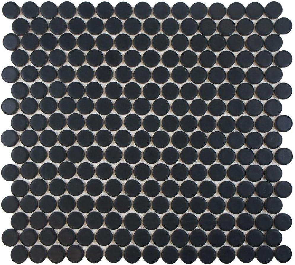 Matte Black Penny Round Porcelain Mosaic Floor Wall Tile - Etsy