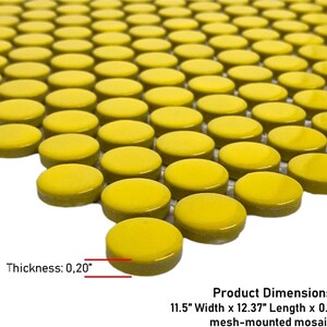 Yellow Penny Round Porcelain Mosaic Floor Wall Tile Backsplash - Etsy
