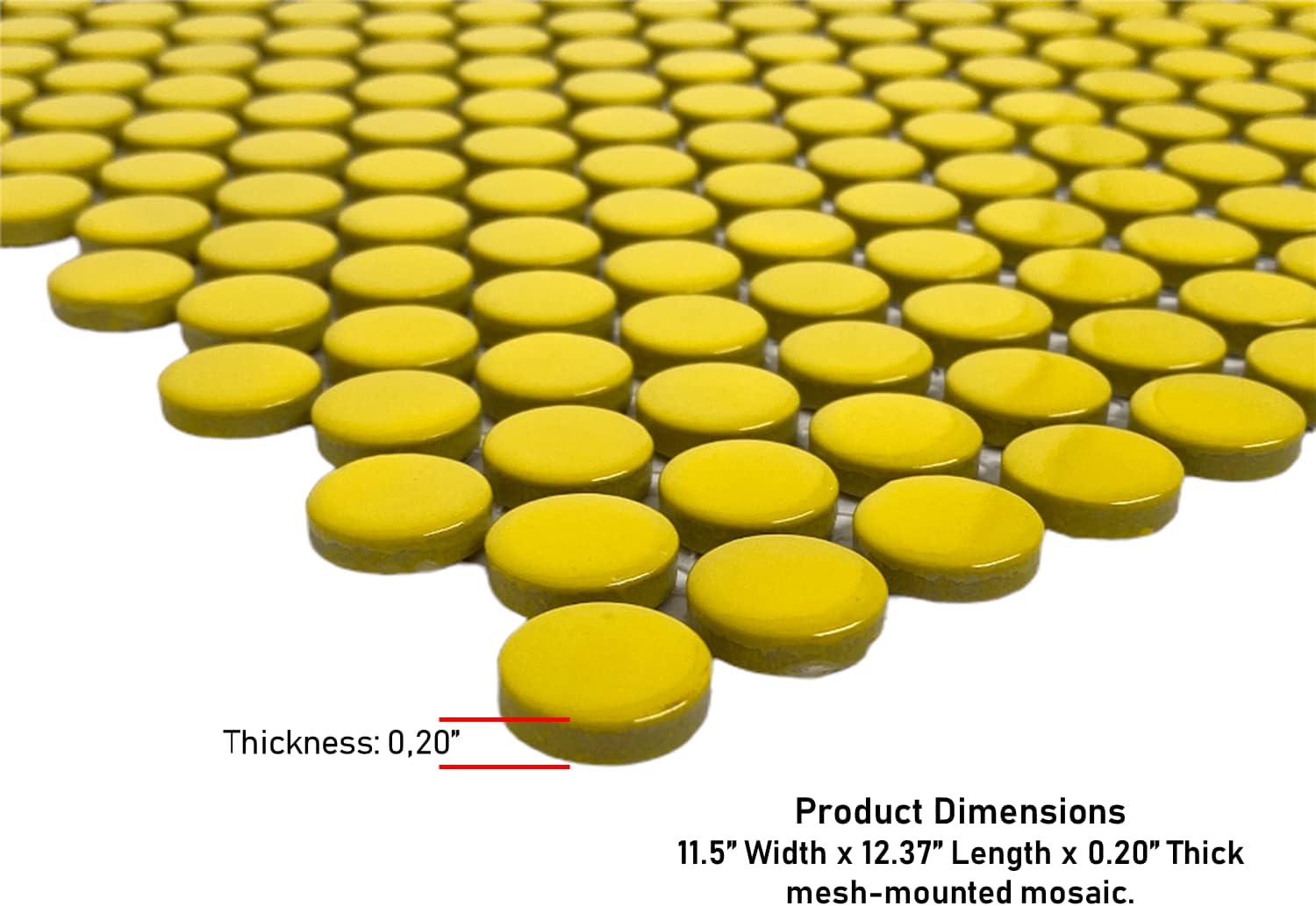 Yellow Penny Round Porcelain Mosaic Floor Wall Tile Backsplash - Etsy