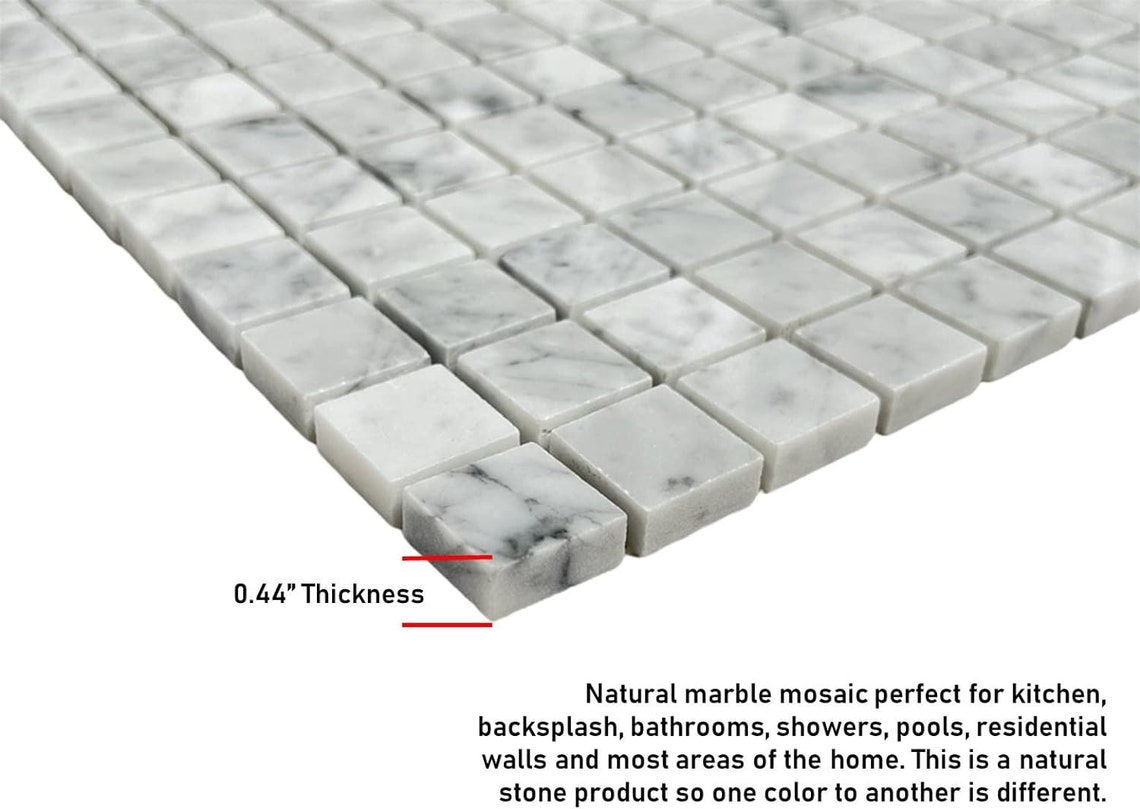 Carrara White Marble 1x1 Square Mosaic Tile Honed - Etsy