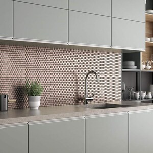 Penny Round Stainless Steel Mosaic Tile on Mesh Mounted Sheet - Etsy