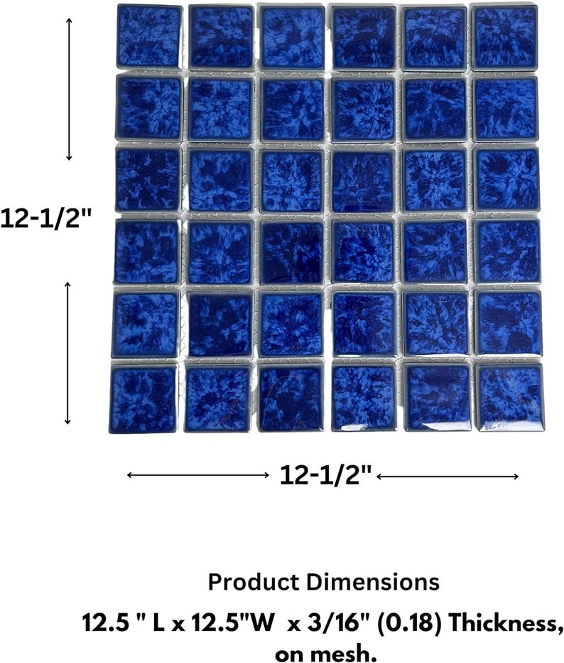Tenedos Ultramarine Blue With Water Splash Effect Square 2x2 Porcelain ...