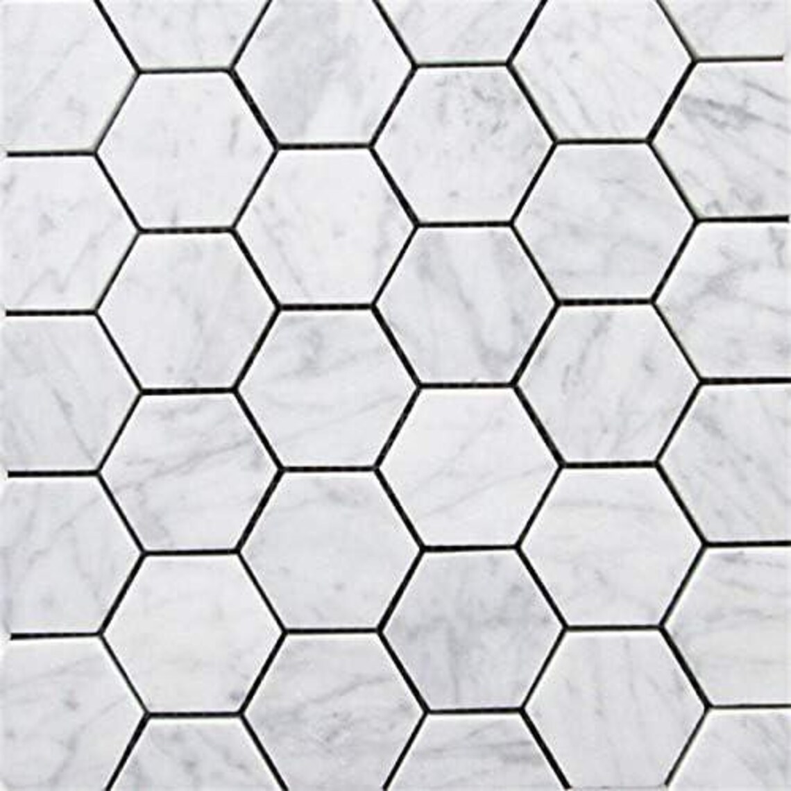 Tenedos Carrara Marble 2 Inch Hexagon Mosaic Tile - Etsy