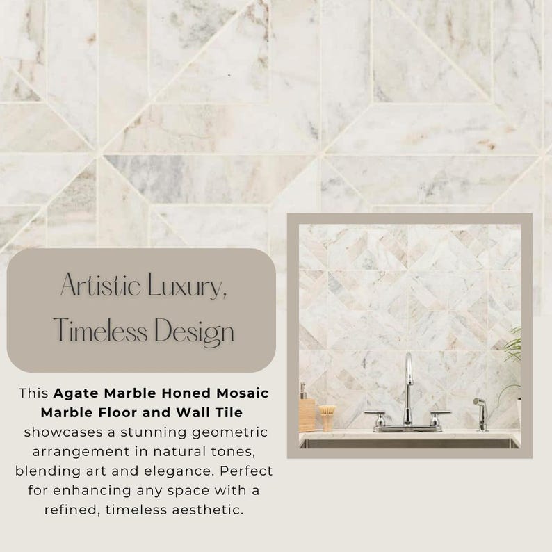 Tenedos Agate Marble Honed Mosaic Marble Floor and Wall Tile - Etsy