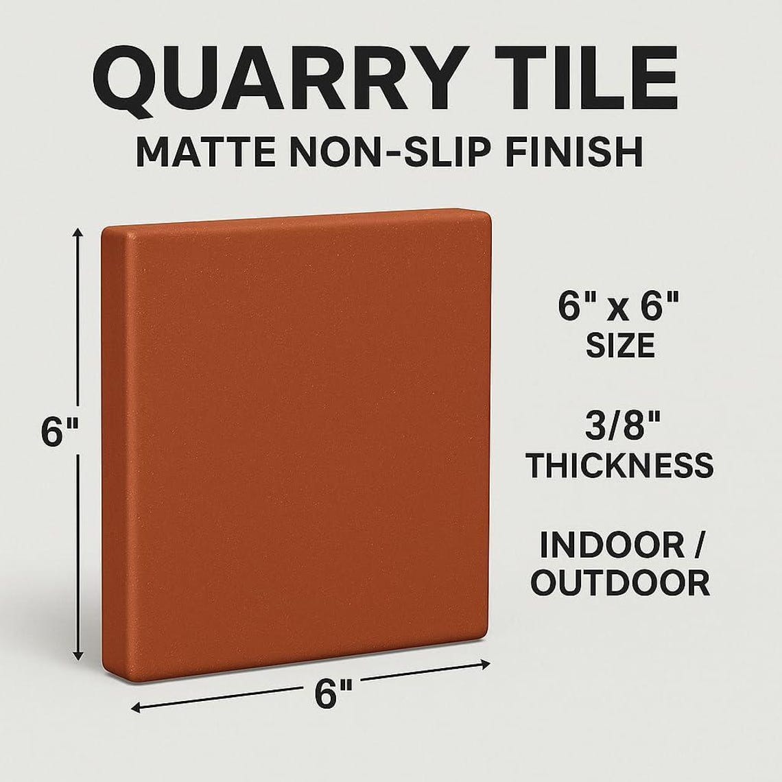 Colonial Red 6x6 Quarry Tile – Matte Non-slip Ceramic Tile for Floor ...