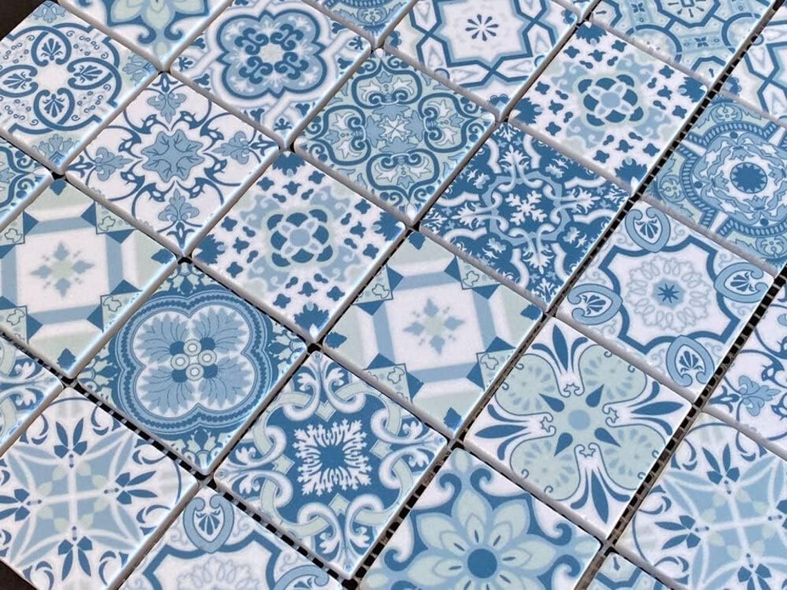 Patagonia Blue Ice 2x2 Square Matte Marble Mosaic Floor Wall Tile ...
