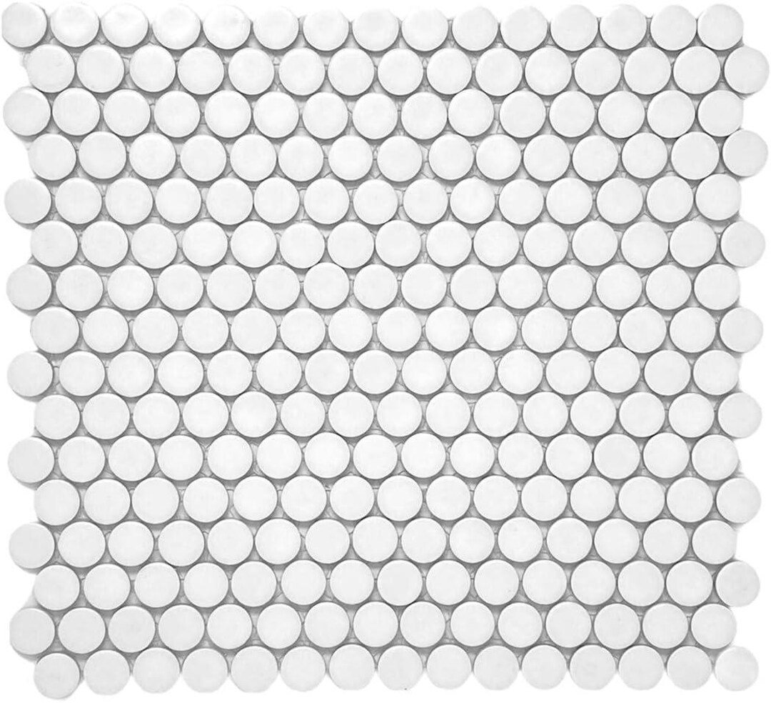 Penny Round Tile Arctic White Porcelain Mosaic Wall Floor Tile - Etsy