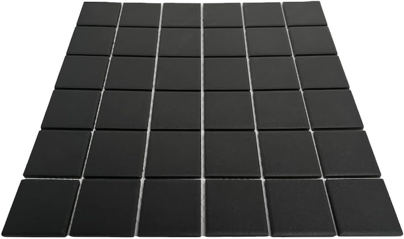 Vintage Black Greyish Charcoal Unglazed Square 2x2 Inch Porcelain Floor ...