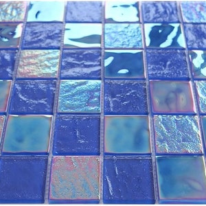 Periwinkle Blue Purple 2x2 Square Glass Glitter Iridescent Mosaic Wall ...