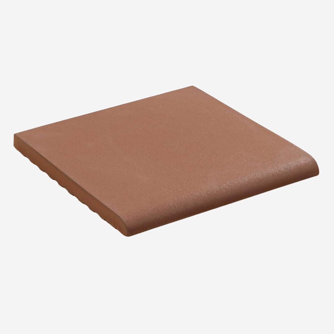 6x6 Colonial Red Smooth Quarry Bullnose Tile - Commercial Grade Sample ...