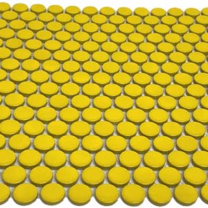 Yellow Penny Round Porcelain Mosaic Floor Wall Tile Backsplash - Etsy