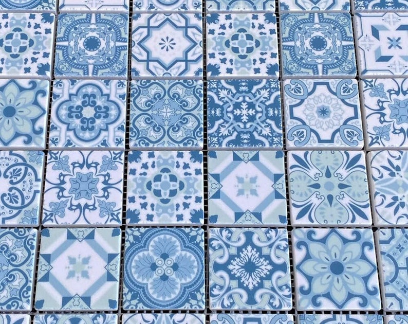 Patagonia Blue Ice 2x2 Square Matte Marble Mosaic Floor Wall Tile ...
