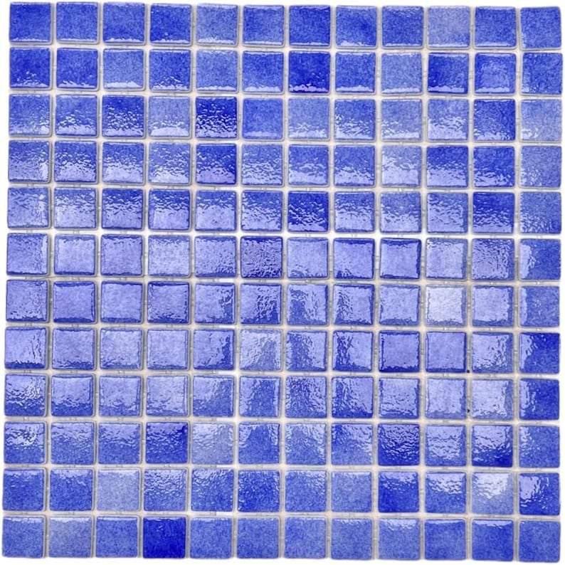 Tenedos Square 1x1 Blue Recycled Glass Mosaic Floor Wall Pool Tile ...