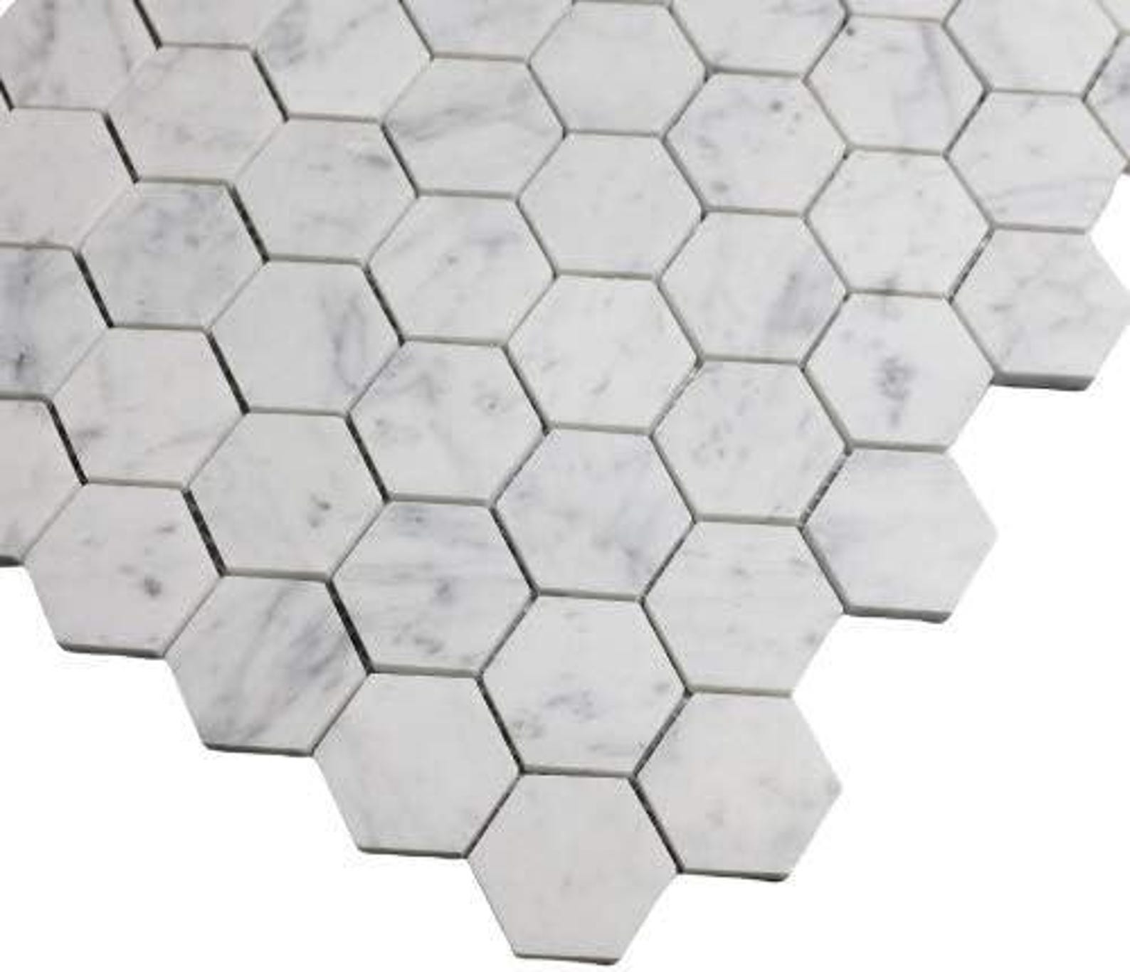 Tenedos Carrara Marble 2 Inch Hexagon Mosaic Tile - Etsy