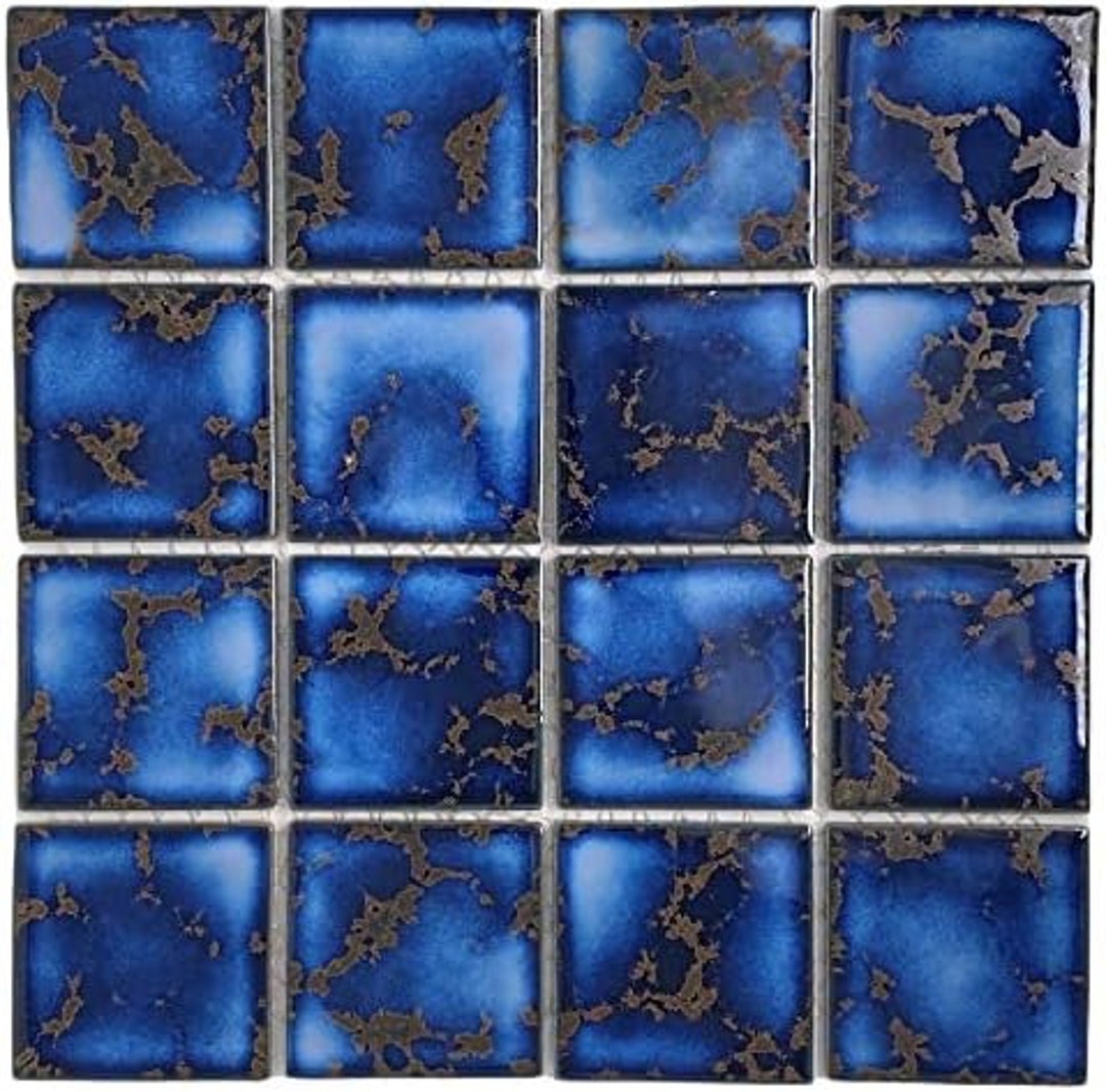 Premium Quality 3x3 Calacatta Blue Square Pattern Porcelain Mosaic Tile ...