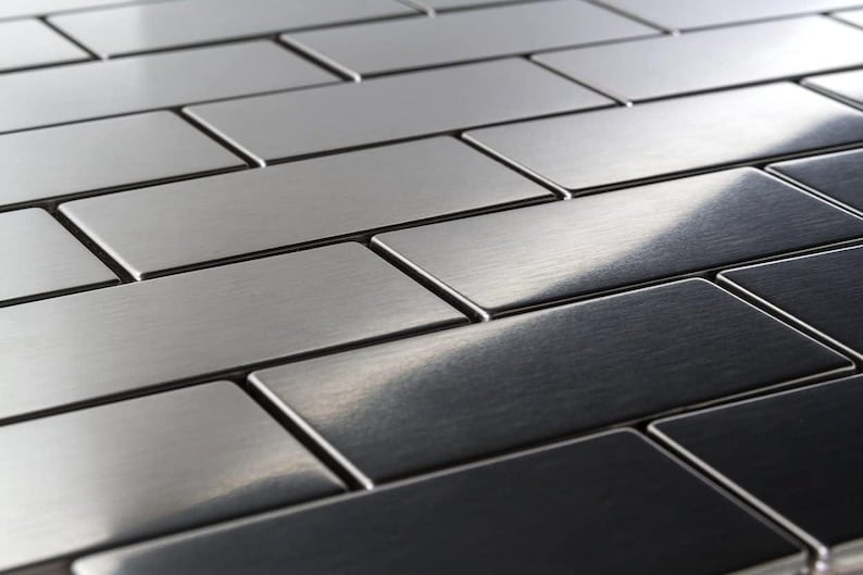 2x4 Inch Subway Mesh-mounted Metal Stainless Steel Mosaic Tile - Etsy