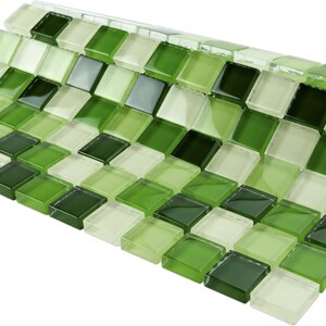 TGEMG-06 1x1 Square Green Glass Mosaic Tile Sheet-kitchen and Bath ...
