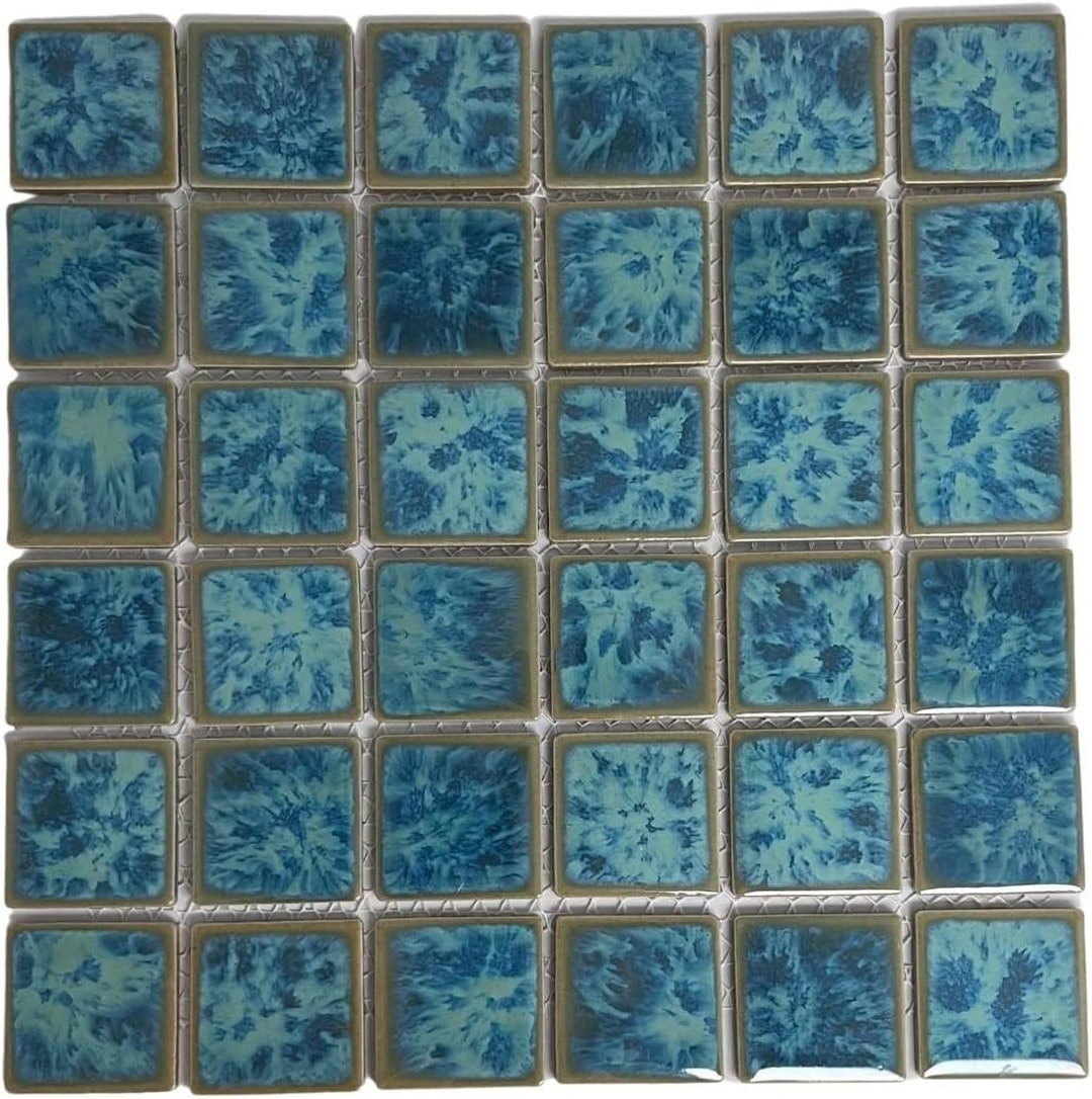 Ocean Green Jellyfish Square 2x2 Porcelain Pool Mosaic Floor and Wall ...