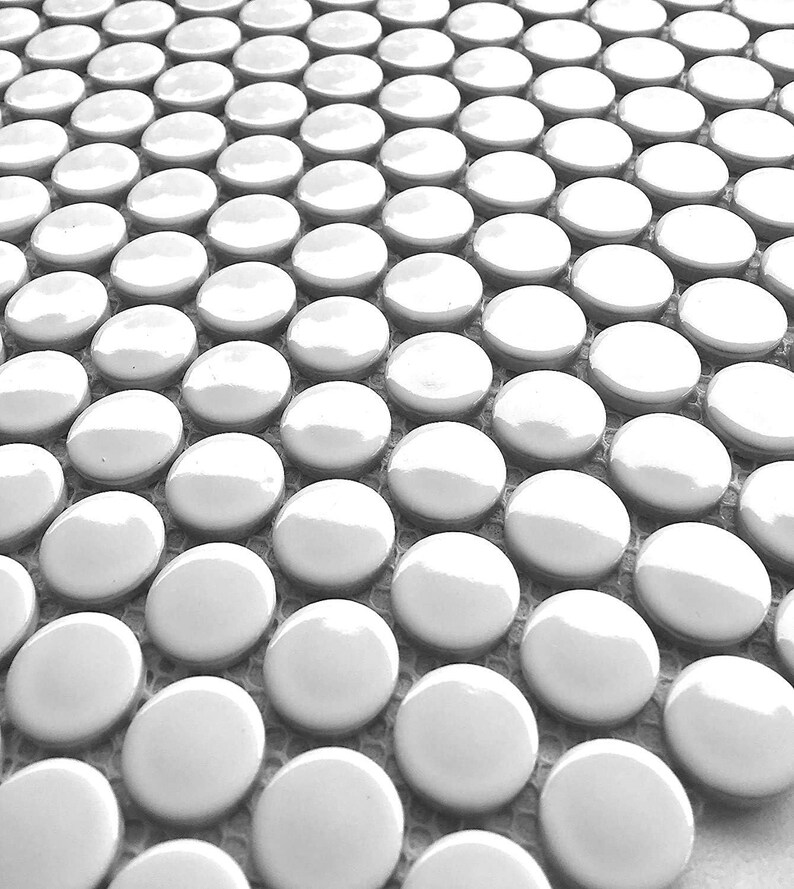 Penny Round Porcelain Mosaic Wall Floor and Wall Tile Shiny Look - Etsy