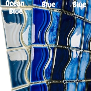 Navy Blue Wavy Porcelain Tile, Pool Backsplash, 6x12 - Etsy