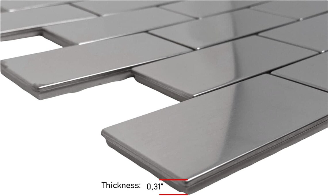 2x4 Inch Subway Mesh-mounted Metal Stainless Steel Mosaic Tile - Etsy