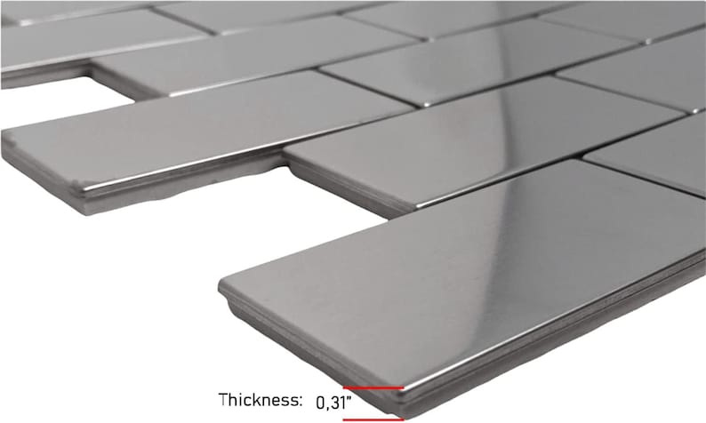 2x4 Inch Subway Mesh-mounted Metal Stainless Steel Mosaic Tile - Etsy