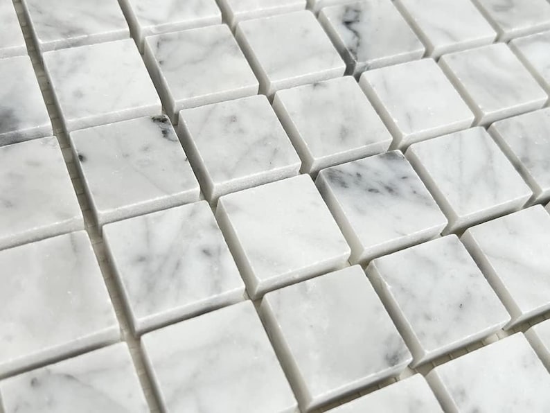 Carrara White Marble 1x1 Square Mosaic Tile Honed - Etsy