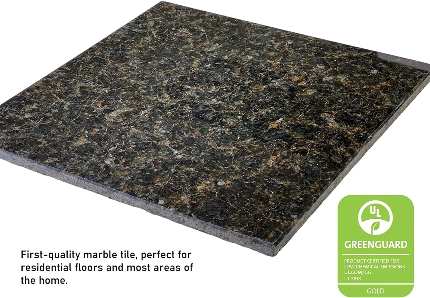 12x12 Ubatuba Black Gold Dark Green Speckled Polished Granite Floor ...