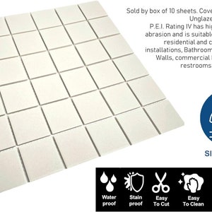 White Unglazed Porcelain Mosaic Square 2x2 Inch Porcelain Floor Wall ...