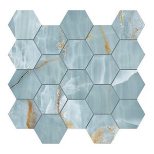 Tenedos Azurite Hexagon Porcelain Mosaic Tile - Etsy
