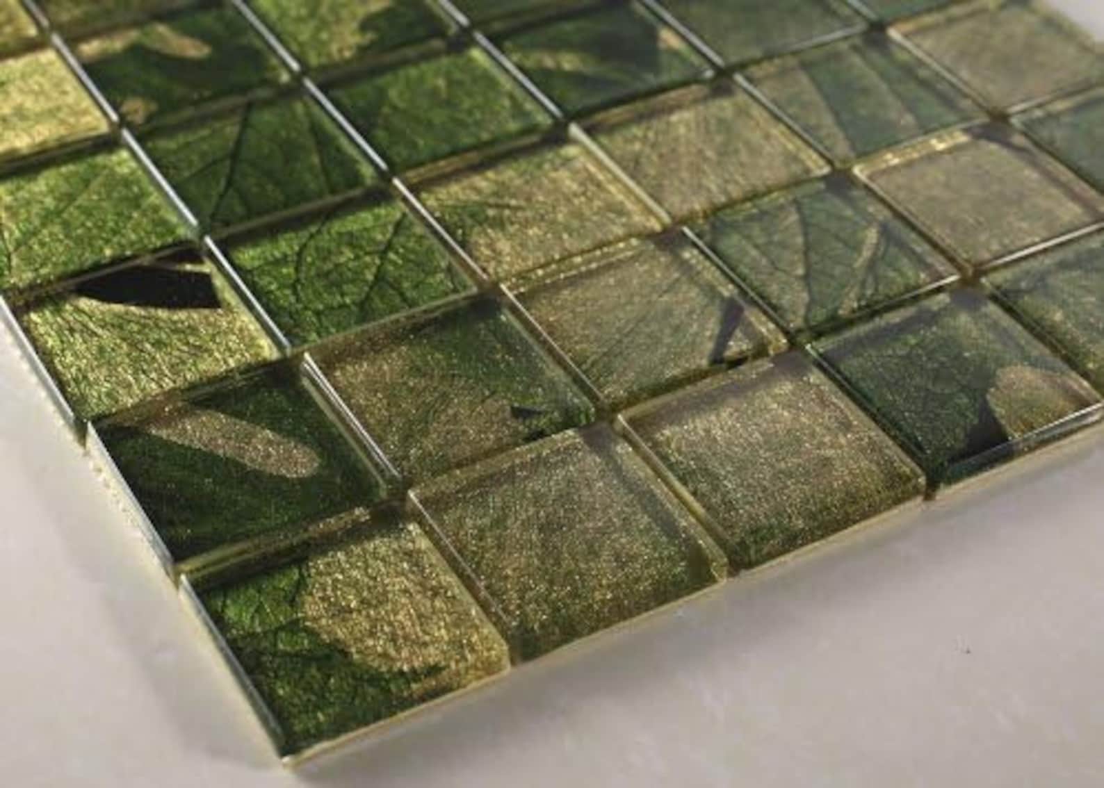 2x2 Square Glass Mosaic Tile (green & Black) - Etsy