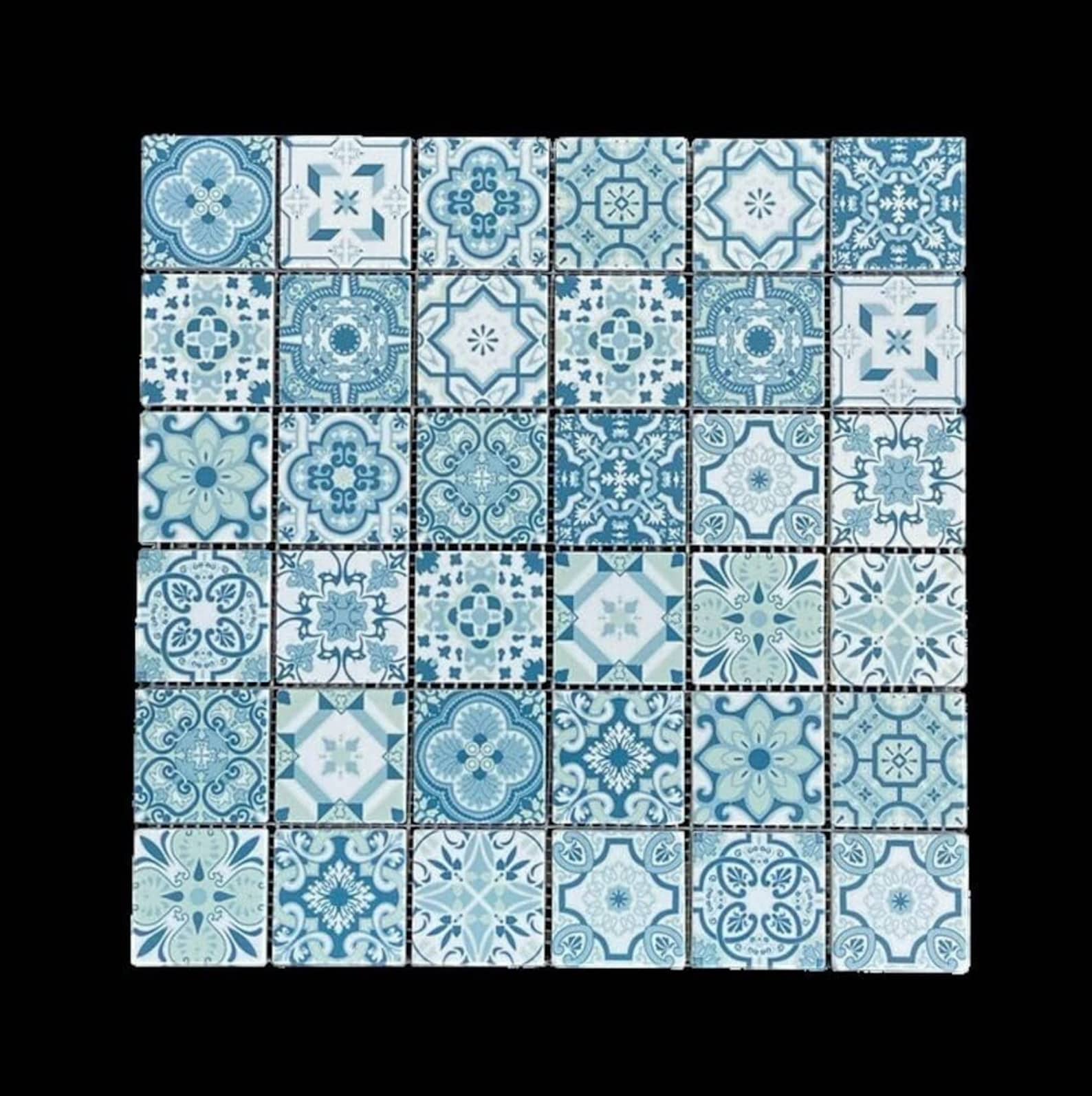 Patagonia Blue Ice 2x2 Square Matte Marble Mosaic Floor Wall Tile ...
