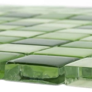 TGEMG-06 1x1 Square Green Glass Mosaic Tile Sheet-kitchen and Bath ...