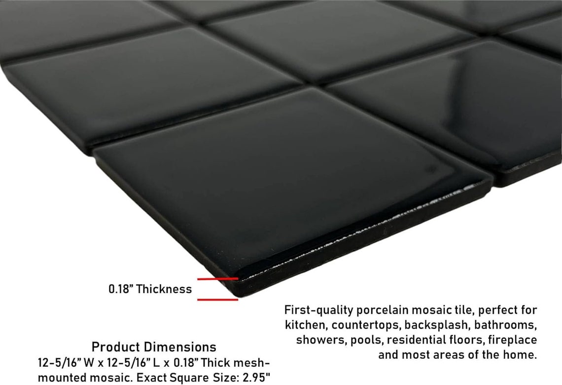 Square 3x3 Shinny Porcelain Tile for Wall Spa Swimming Pool Shower ...