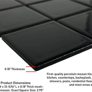 Glossy Black Porcelain Tile Sample, Kitchen Backsplash, Spa, Pool - Etsy