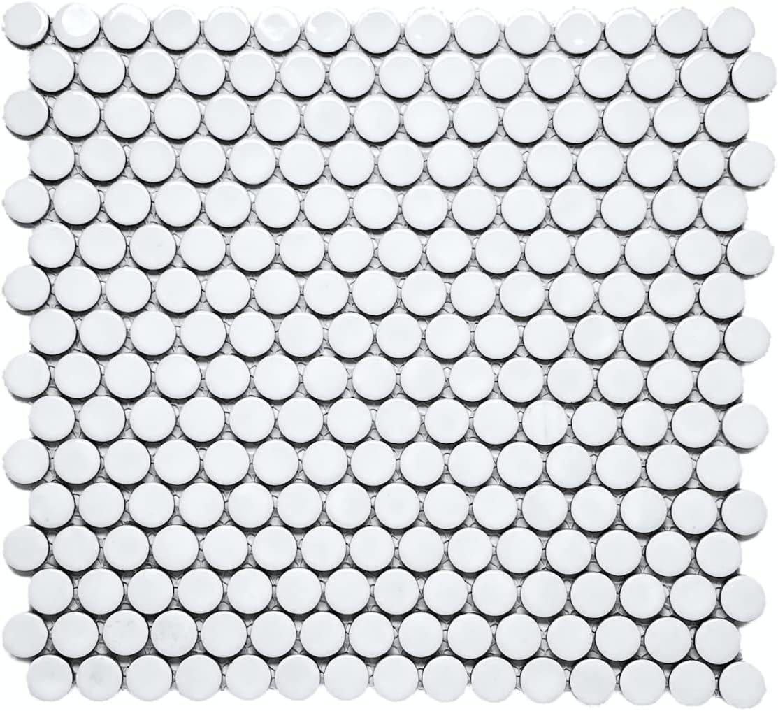 Penny Round Porcelain Mosaic Wall Floor and Wall Tile Shiny Look - Etsy