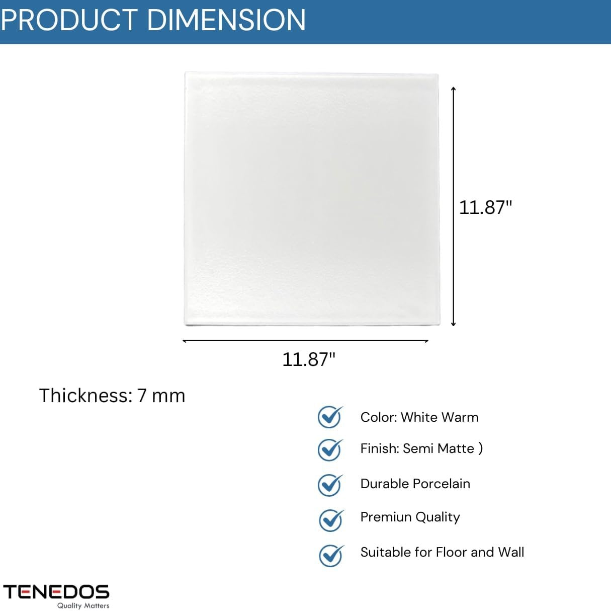 12x12 White Porcelain Floor Wall Tile Backsplash (exact Size 11-7/8 In ...