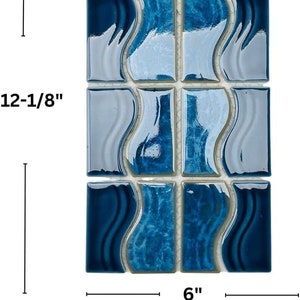 Navy Blue Wavy Porcelain Tile, Pool Backsplash, 6x12 - Etsy