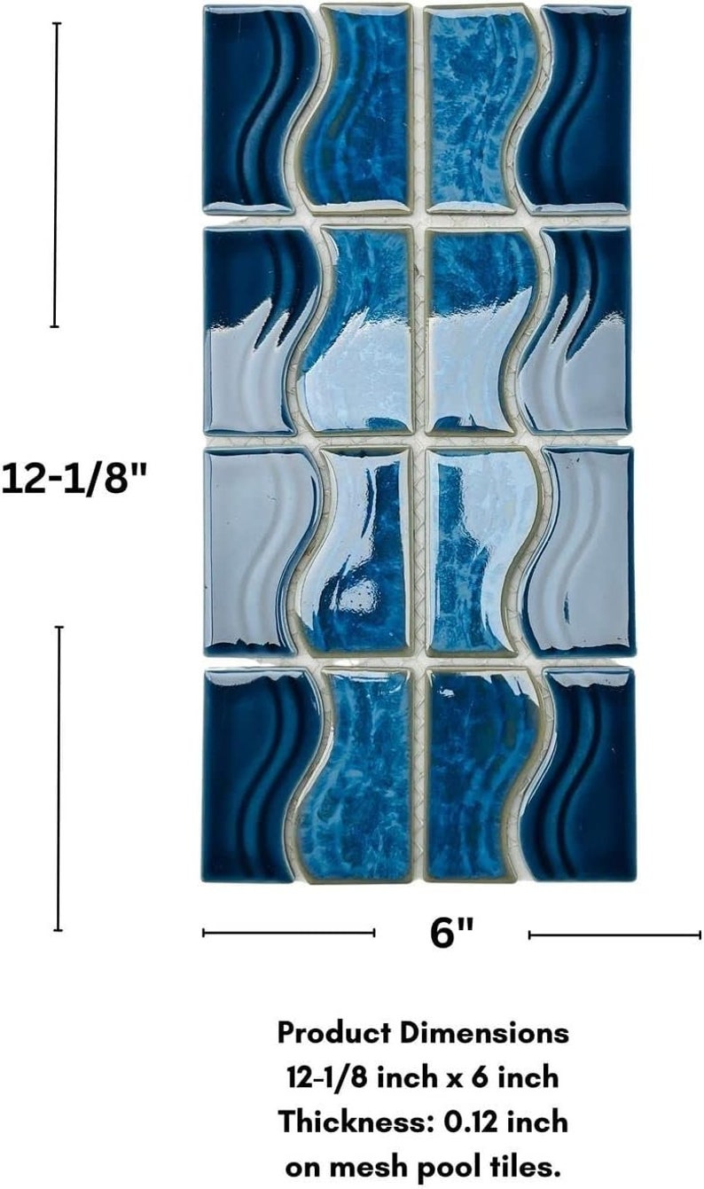 Tenedos Navy Ocean Blue Wavy Porcelain Lineup Border Pool Wall Floor ...