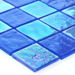 Periwinkle Blue Purple 2x2 Square Glass Glitter Iridescent Mosaic Wall ...
