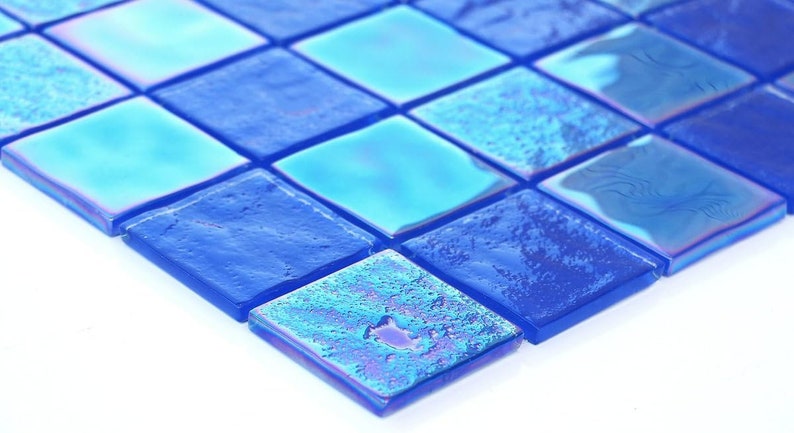 Periwinkle Blue Purple 2x2 Square Glass Glitter Iridescent Mosaic Wall ...